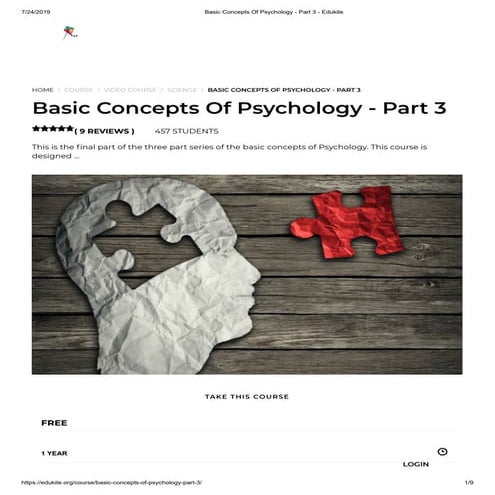Basic Concepts Of Psychology - Part 3 - Edukite | PDF