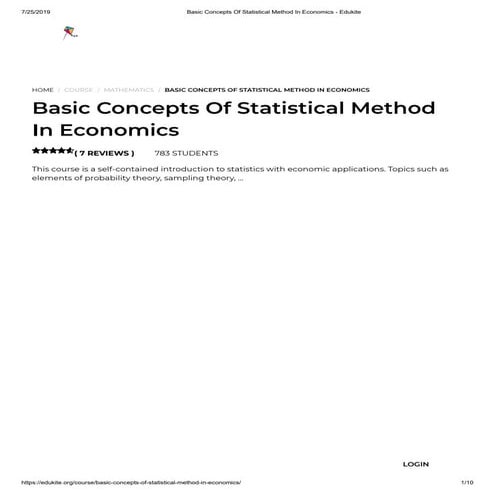 Basic concepts of statistical method in economics - edukite | PDF