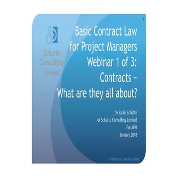 Basic Contract Law for PMs webinar Part1: Contracts – what are they all ...