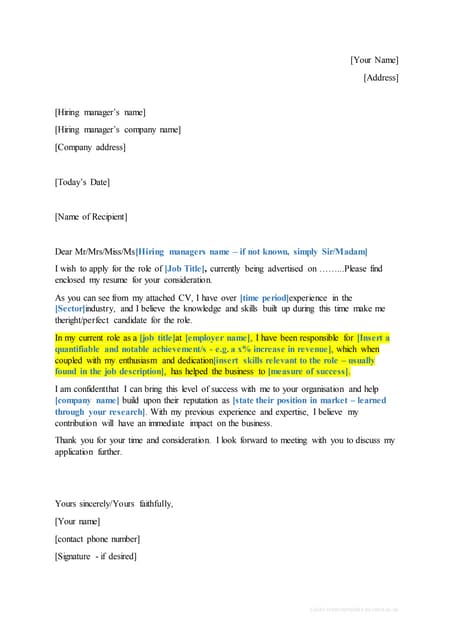 Simple Cover Letter Template | DOCX