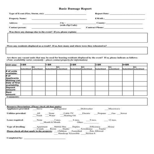 HUD Basic Damage Report | PDF