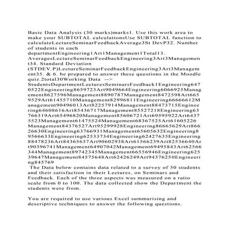 Basic Data Analysis (30 marks)marks1. Use this work area to make y.docx