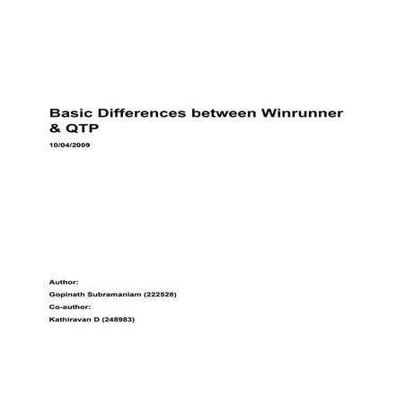 Basic Differences Between Winrunner And Qtp | DOC | Operating Systems | Computer Software and ...