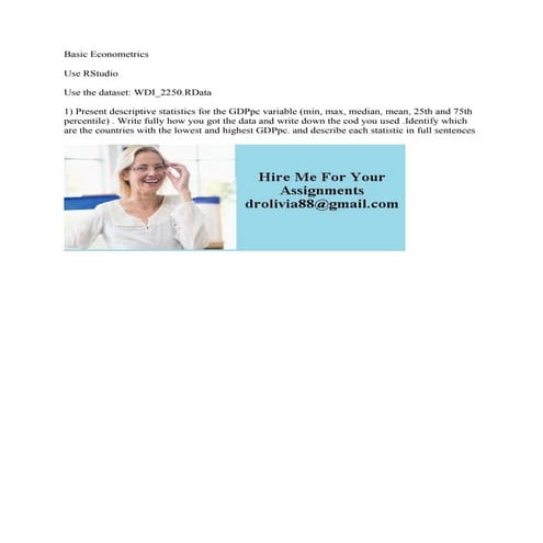 Basic Econometrics Use RStudio Use the dataset- WDI_2250-RData 1) Pres.pdf