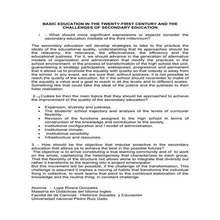 Basic education in the twenty first century and the challenges of ...