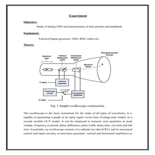 Study of CRO and measusre the voltage and frequency | PDF