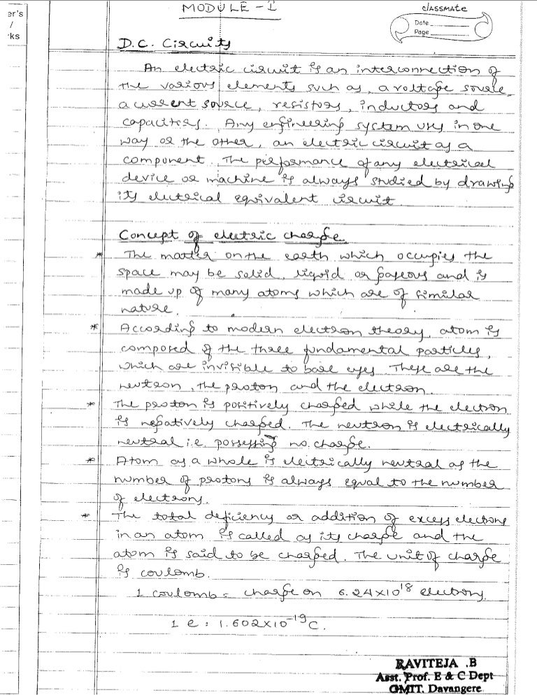 Basic electrical notes (VTU 15ELE15/25) by Raviteja B and Nagaveni S A