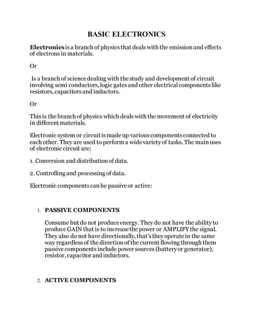 Basic Electronics (EC20201 course) presentation (IIT KGP) | PPTX | Computer Networking | Computing