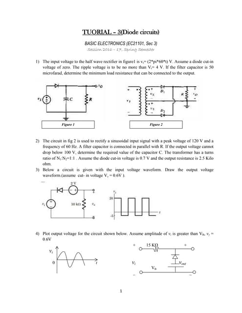 Solved problems on rectifiers | PDF