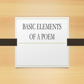 Basic Elements of a Poem for Grade 7 JHS | PPTX