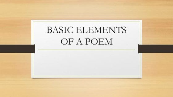 Basic Elements of Poetry | PPT