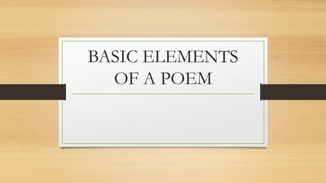 Elements of prose | PPTX