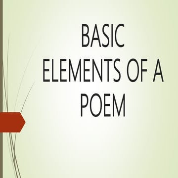 Basic elements of a poem | PPTX