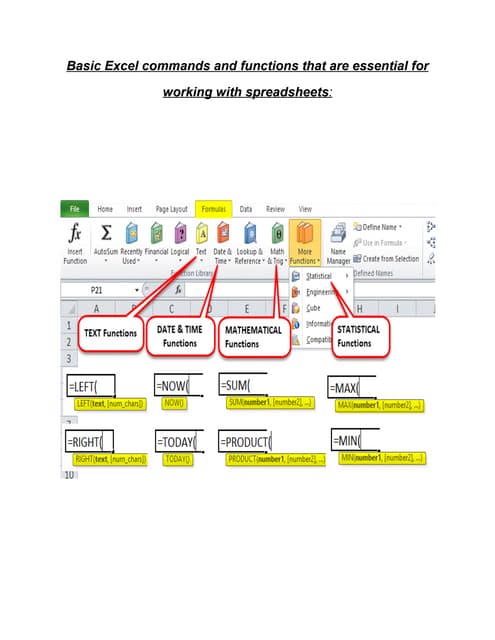 Basic Excel commands and functions | PDF Basic Excel commands and functions | PDF