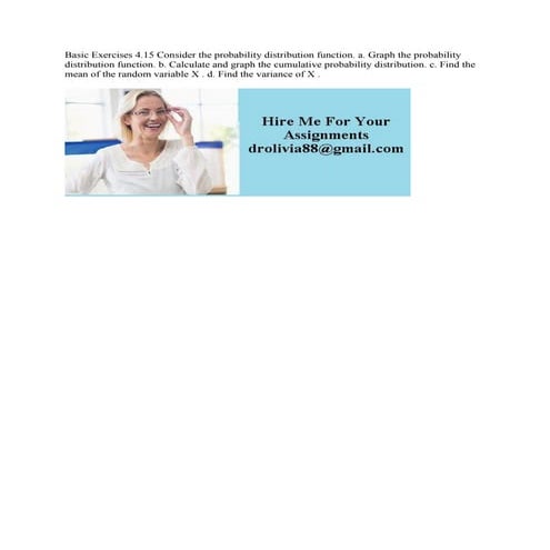 Basic Exercises 4-15 Consider the probability distribution function- a.pdf | Physics | Science