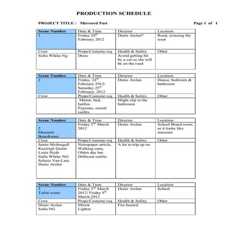 Media production schedule | DOC
