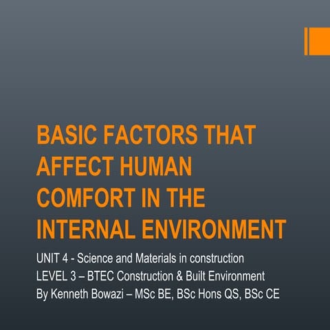 Basic factors that affect human comfort | PPT