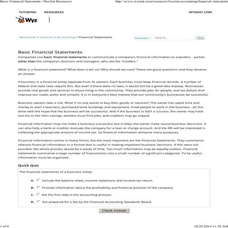 Basic financial statements | PDF