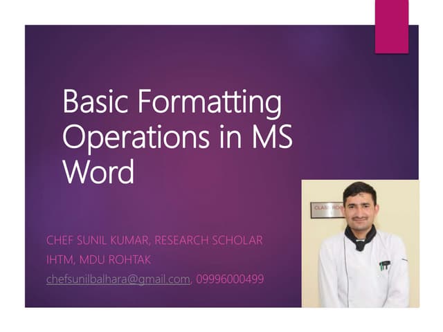 Basic formatting operations in ms word | PPTX Basic formatting operations in ms word | PPTX