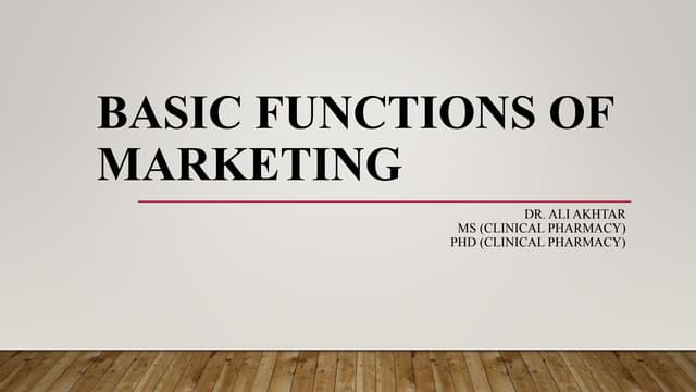 Marketing and its Functions | PPTX