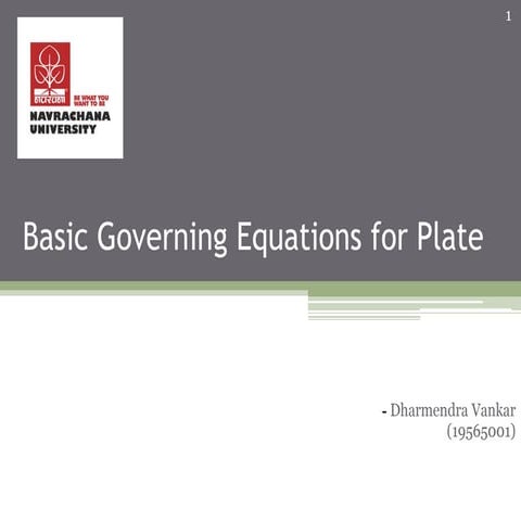 Basic governing equations for plate(en no 19565001) | PPT