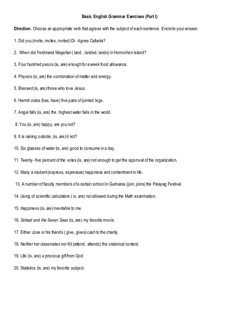 Basic Grammar Exercises basic-grammar-exercises