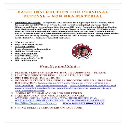 Basic handgun personal defense class 03 oct2015 | PDF