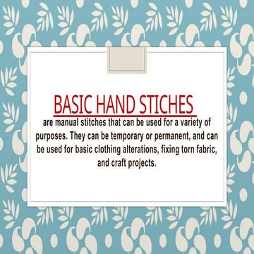 Basic Hand Stitches | PPTX