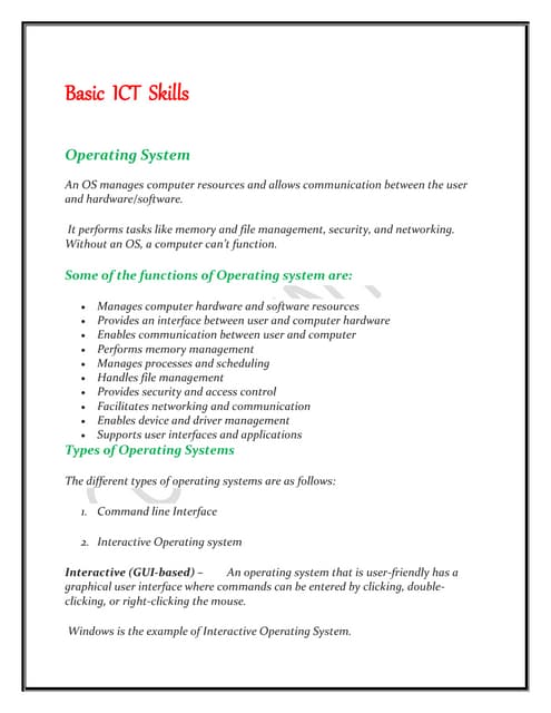 Class 10 Unit 3 ICT Skills.pdf withou any adds | PDF