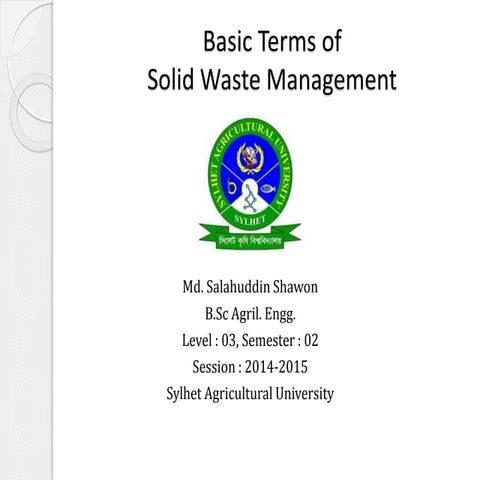 Basic terms of solid waste management | PPTX | Environmental Services ...
