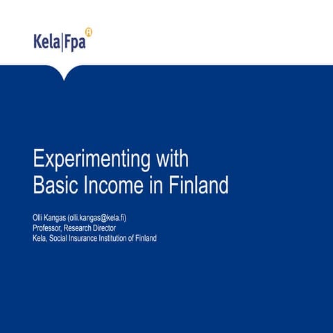Experimental study on a universal basic income in Finland | PDF
