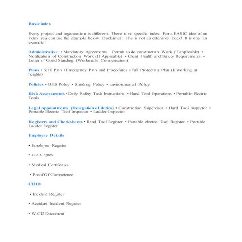 Basic index SHE File | DOCX