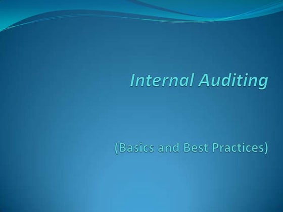 Basic Internal Auditing Presentation | PPT