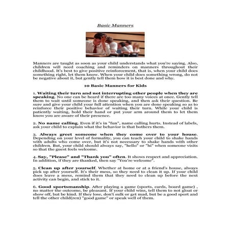 Basic manners for kids | PDF