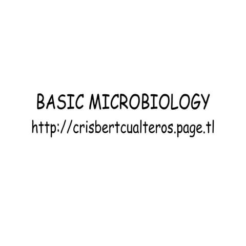 Basic Microbiology | PPT | Chemistry | Science