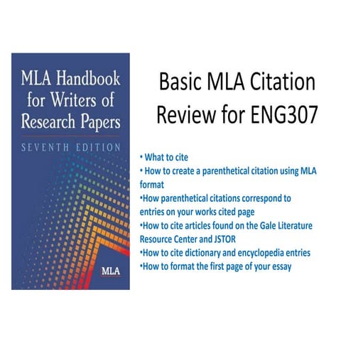 Basic mla citation review eng307 | PPTX