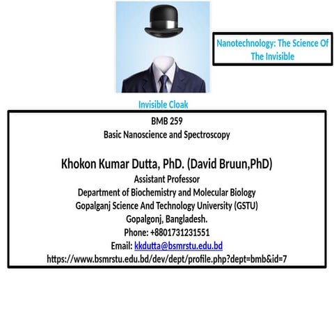 Basic Nanoscience And Spectroscopy (Khokon Kumar Dutta, PhD).pptx