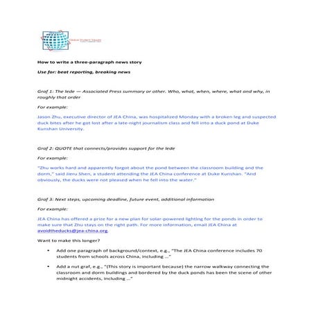 Basic news story three graf template | PDF