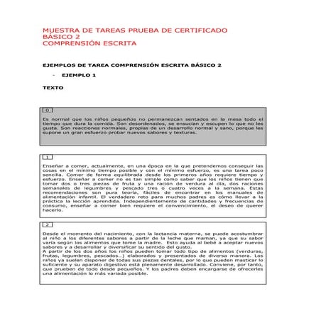 Prueba de español. Certificación Nivel Básico A2 EOI Baleares | PDF