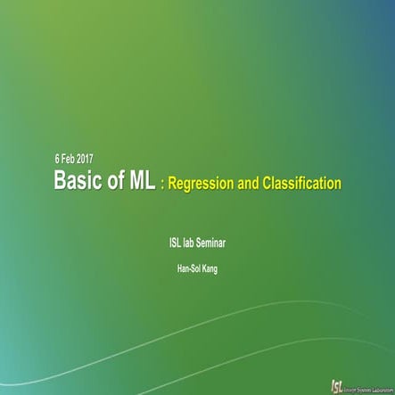 머신 러닝 기초 - 회귀 및 분류 (Basic of ML - Regression and Classification) | PPT