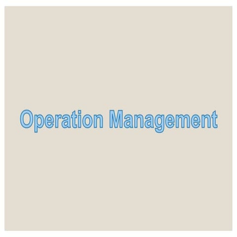 Basic of Operation Management | PPT