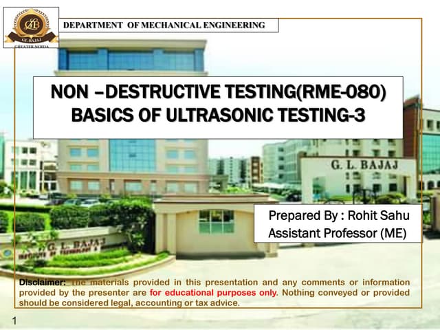 Basic of ultrasonic testing part 3 by rohit sahu | PPT Basic of ultrasonic testing part 3 by rohit sahu | PPT