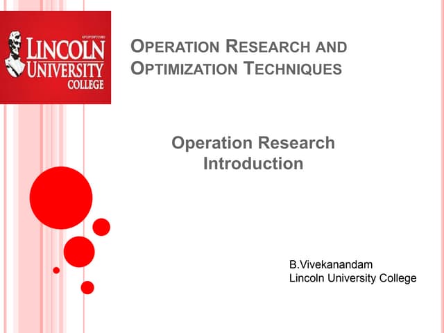 Introduction to Operations Research | PPTX