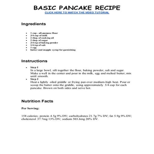 Basic pancake recipe | DOCX