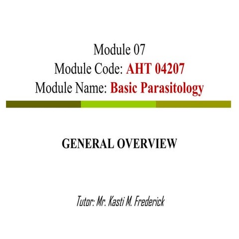 Basic Parasitology Notes for Diploma Students | PPT