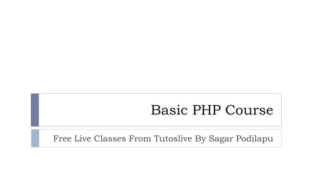Basic Php Course From Tutoslive Ppt 1964