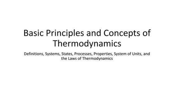 Fundamentals of thermodynamics | PPT