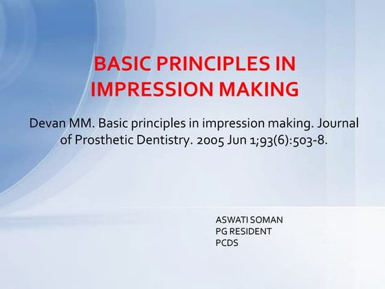 Basic principles in impression making | PDF