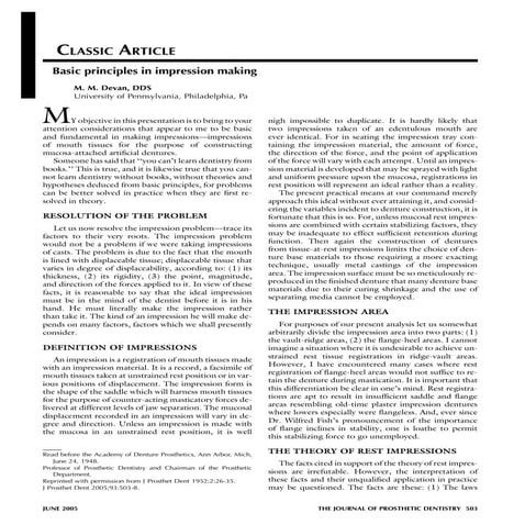 Basic principles in impression making | PDF