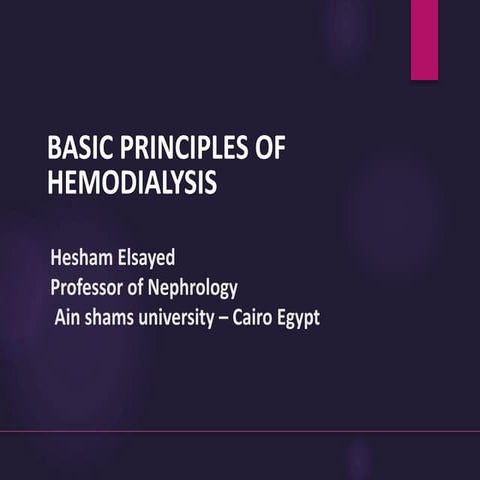 Basic principles of hemodialysis final | PPTX